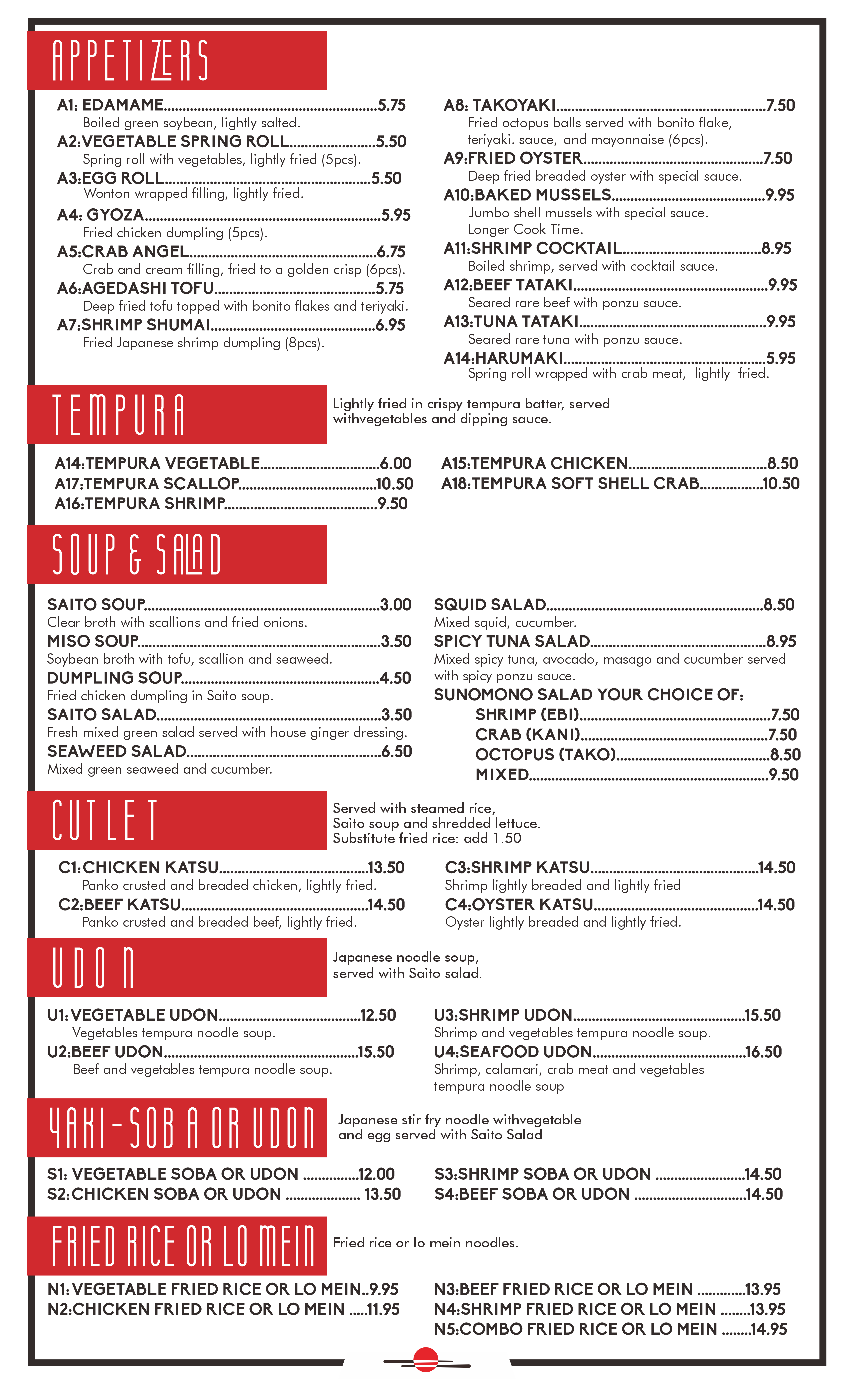 Main menu Saito Japanese